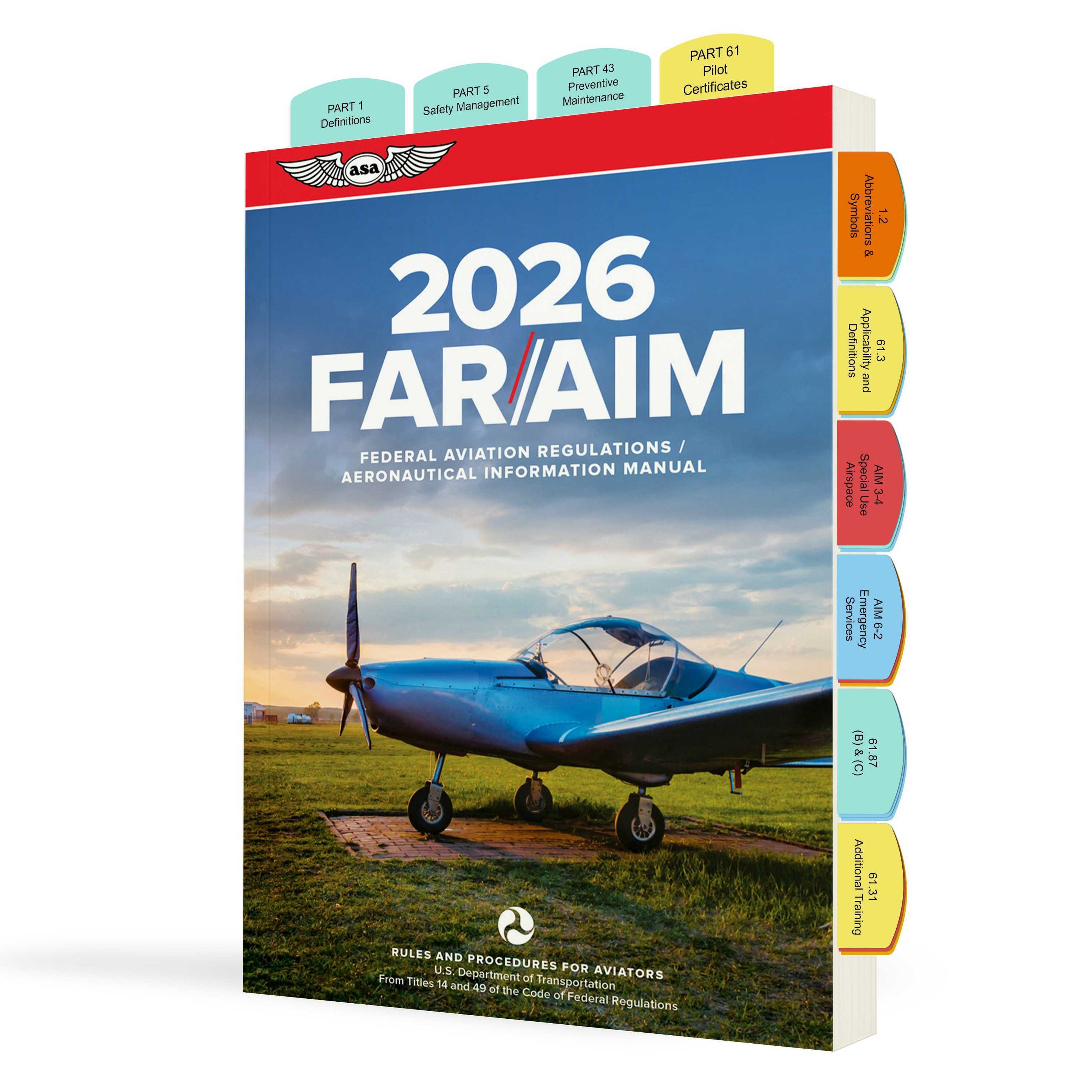 2026 ASA Pre-Tabbed FAR-AIM for Private Pilot, Instrument, Commercial ...